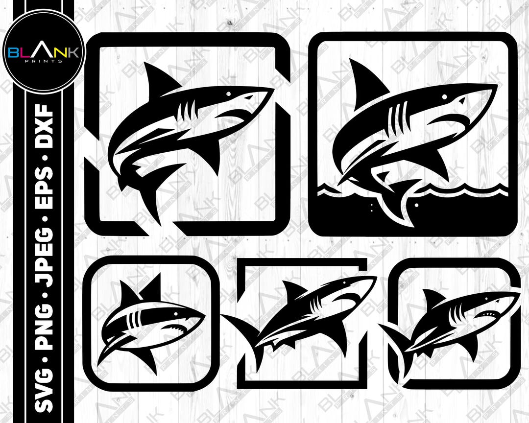 Shark Bundle Svg Png Jpeg Eps Dxf Engrave Silhouette Clipart Cricut ...