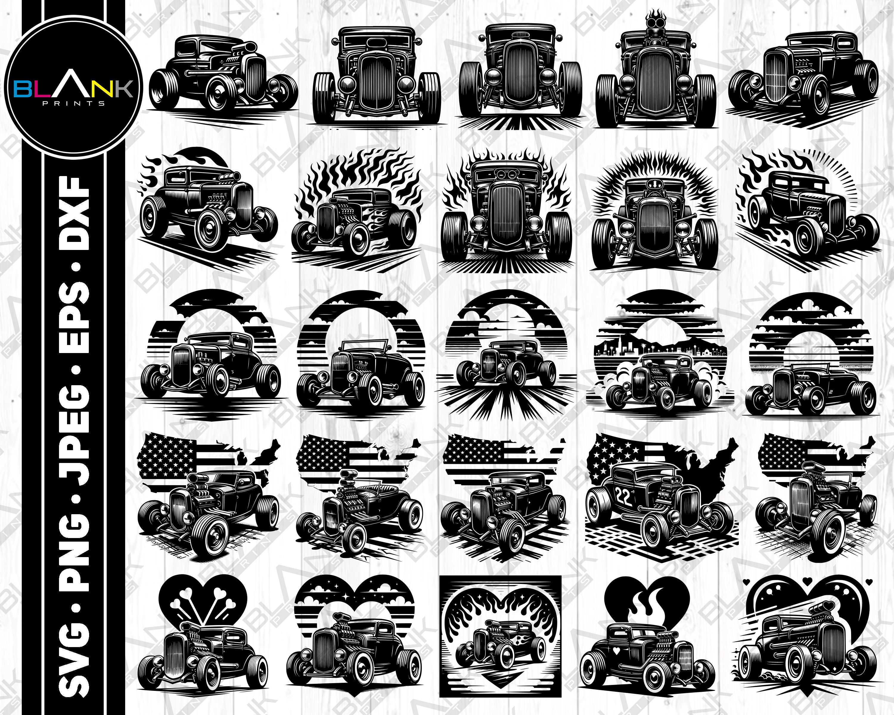Vintage Car Bundle Svg Png Jpeg Eps Dxf Bundle Silhouette Clipart