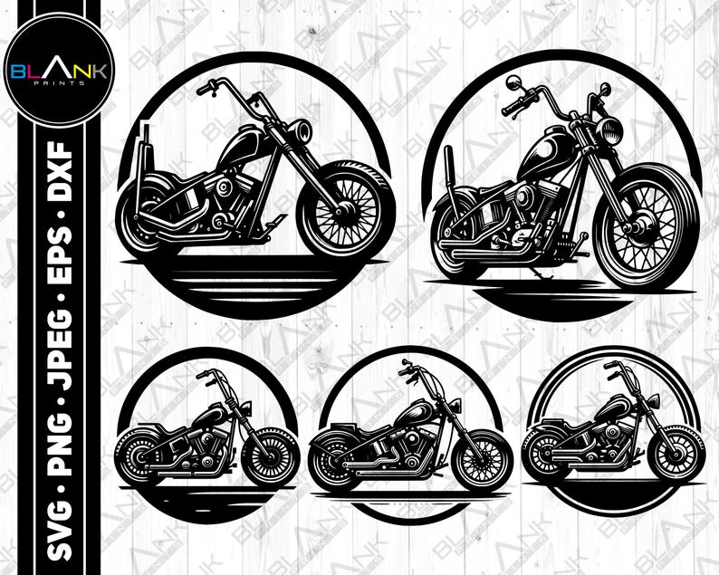 Chopper Bike Bundle Svg Png Jpeg Eps Dxf Engrave Silhouette Clipart ...