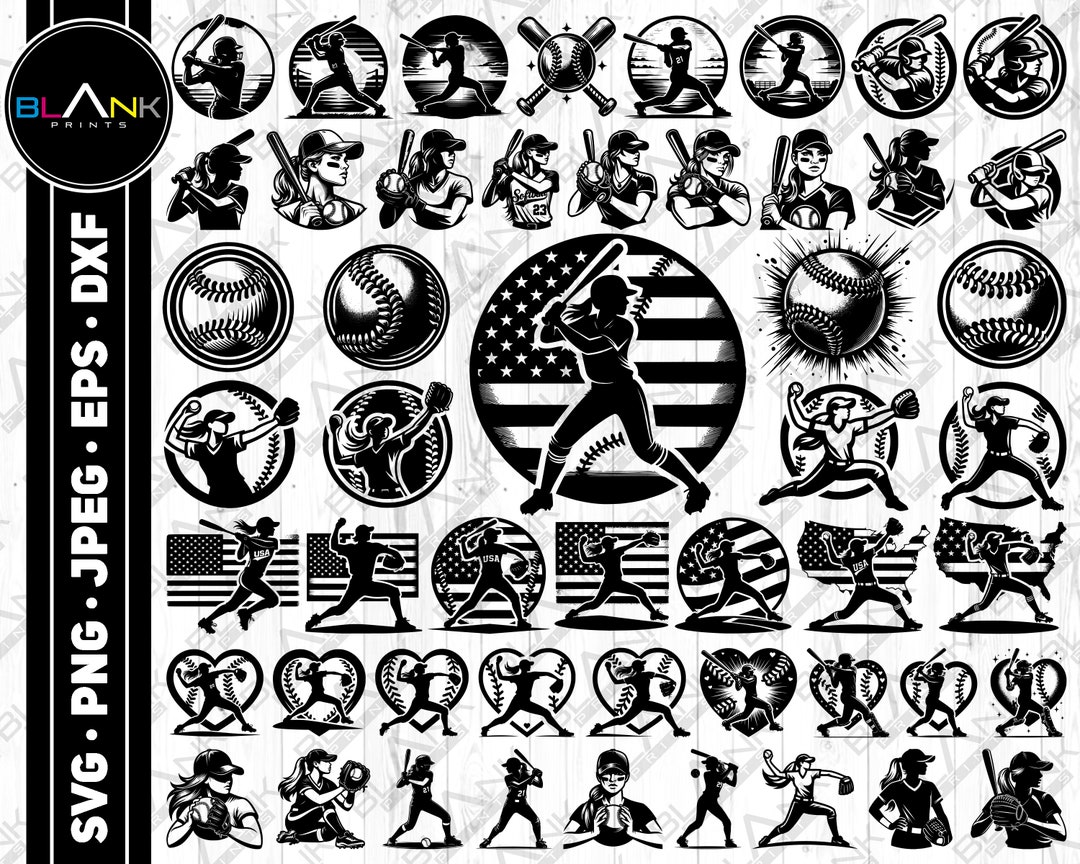 Softball Vector Bundle SVG PNG, Commercial Use (digital Download) - Etsy