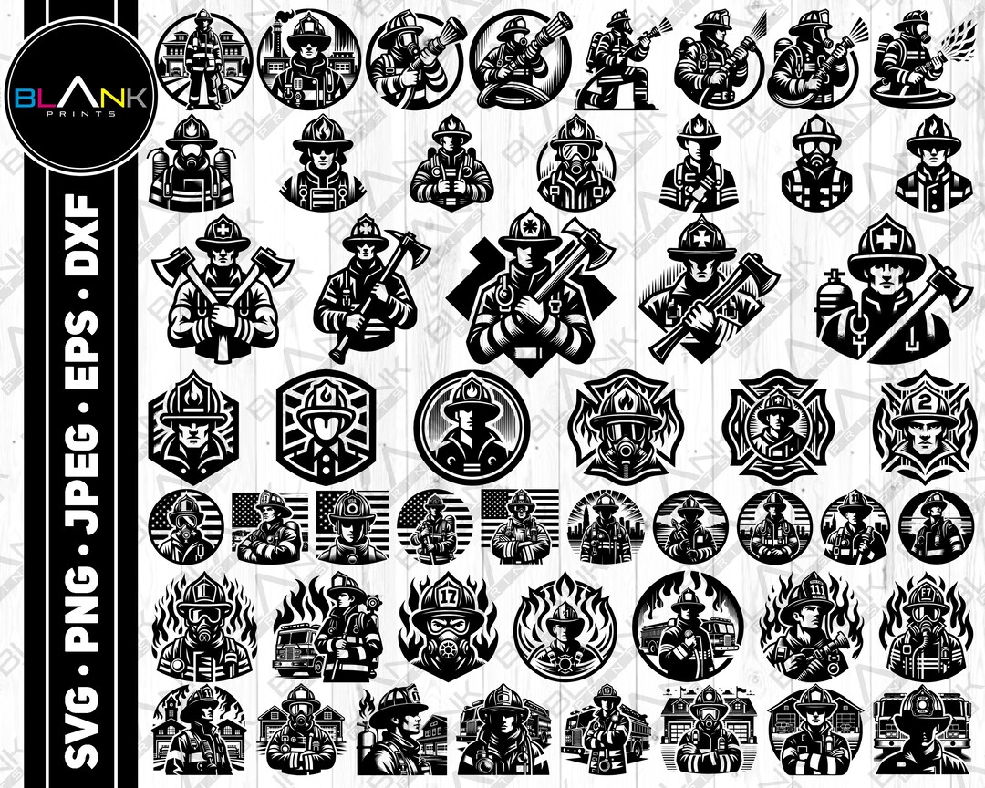 Firefighter Vector Bundle SVG PNG, Fire Station Clipart (digital ...