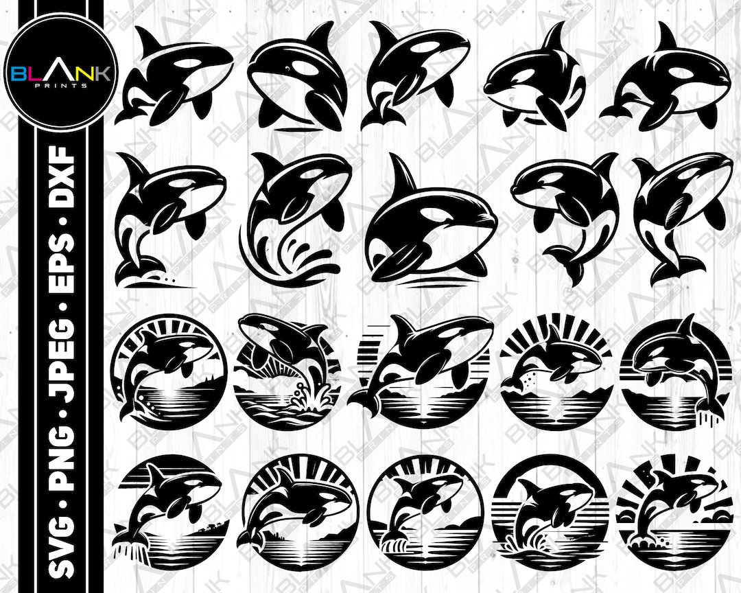 Orca Bundle Svg Png Jpeg Eps Dxf Bundle Silhouette Cricut Commercial ...