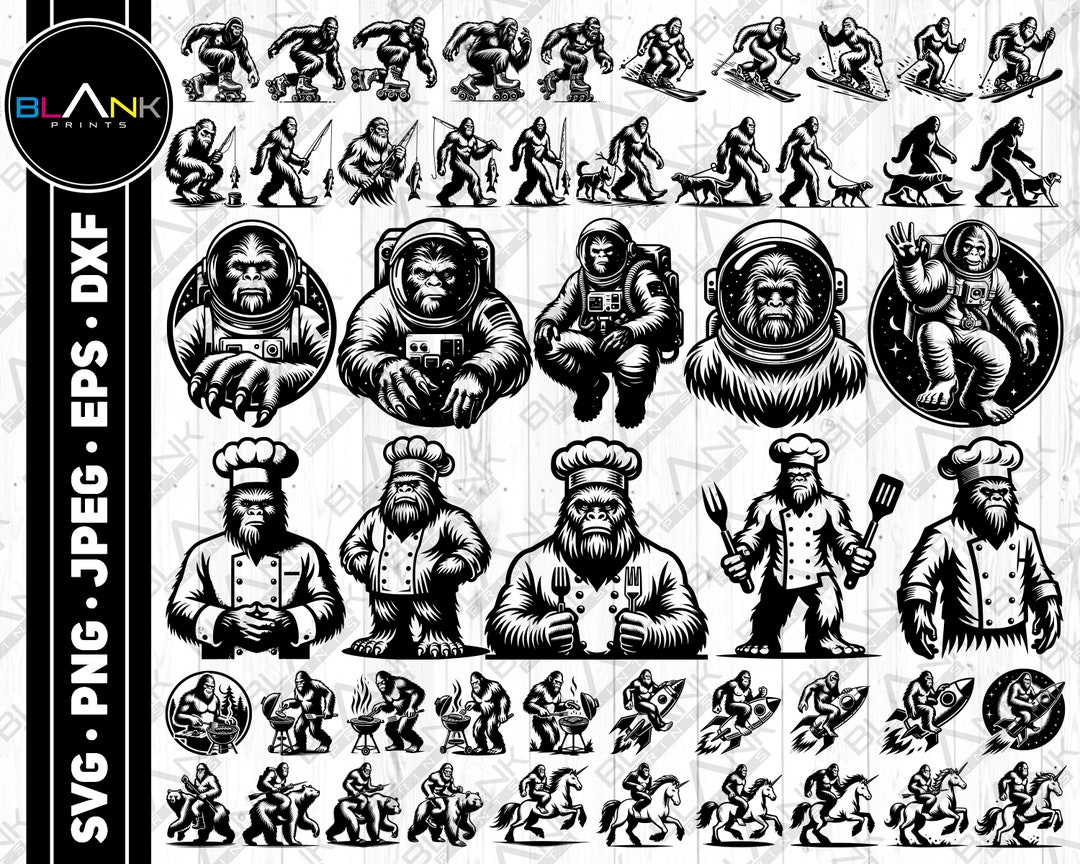 Bigfoot Bundle Svg Png Jpeg Eps Dxf Bundle Silhouette Cricut Commercial ...