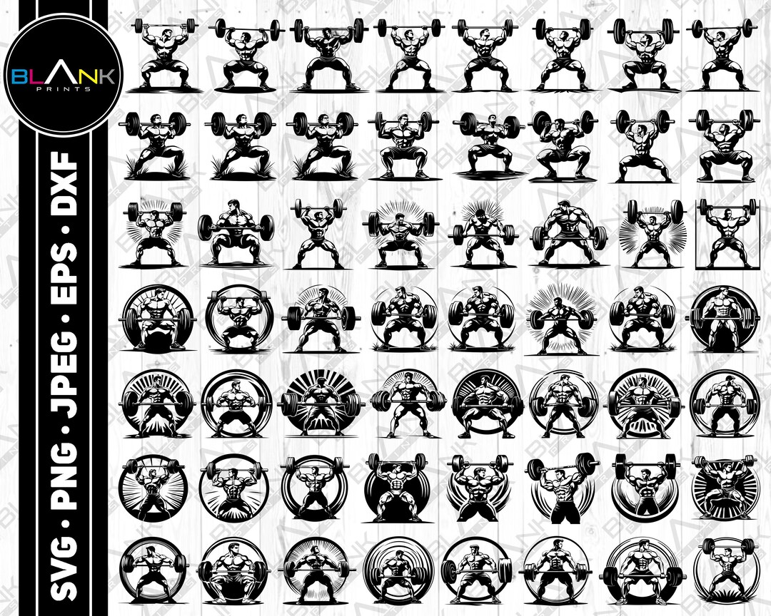 Weightlifting Bundle Svg Png Jpeg Eps Dxf Bundle Silhouette Clipart ...