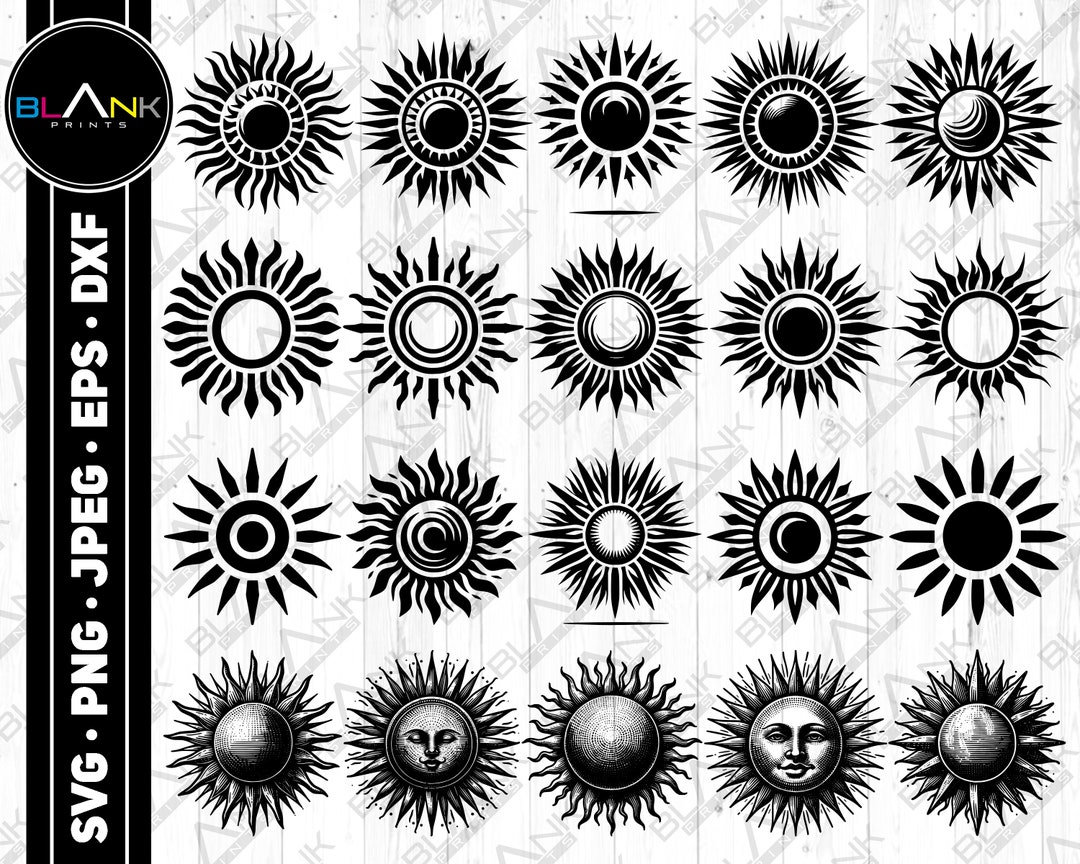 Sun Bundle Svg Png Jpeg Eps Dxf Bundle Silhouette Cricut Clipart ...
