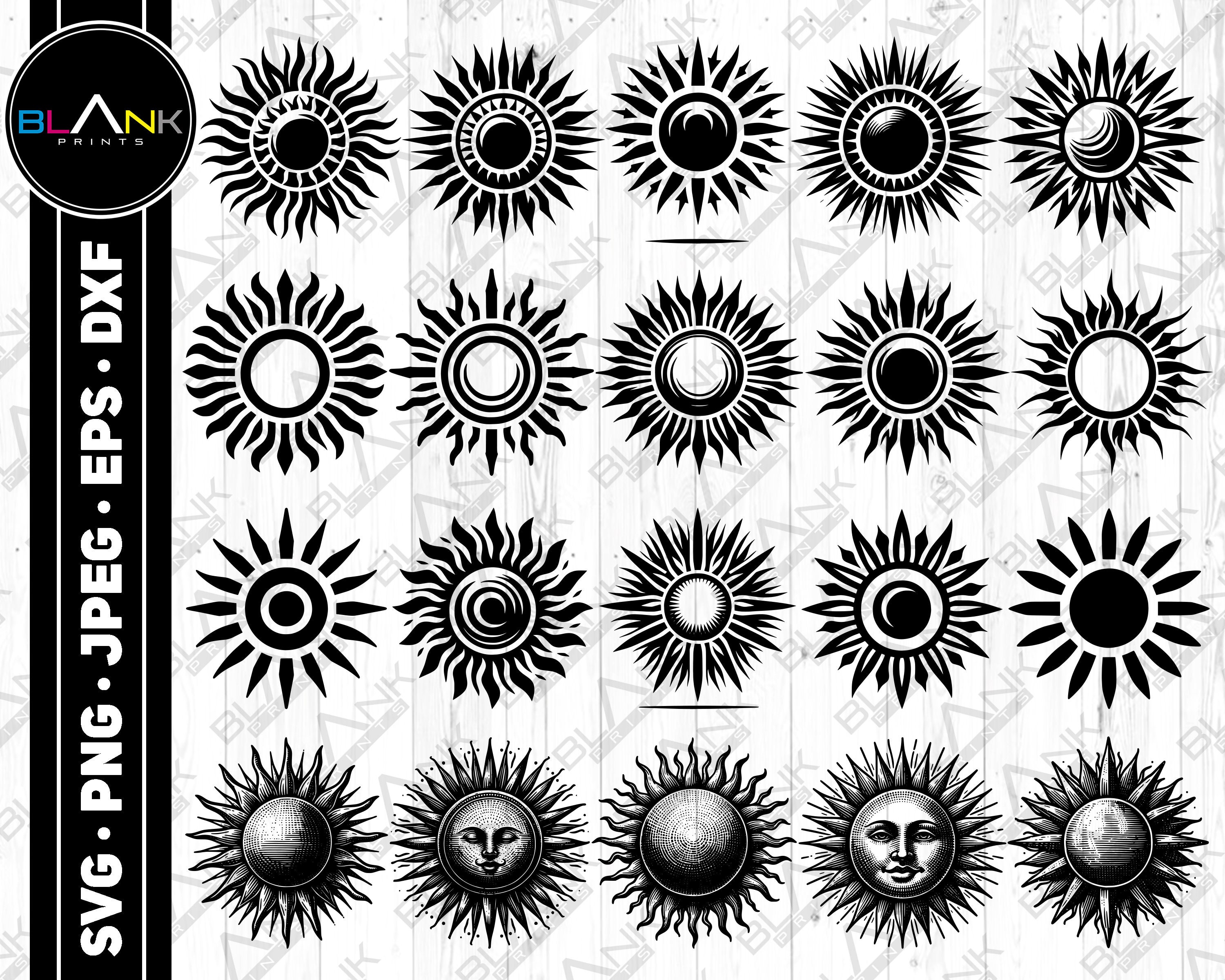 Sun Bundle Svg Png Jpeg Eps Dxf Bundle Silhouette Cricut Clipart ...