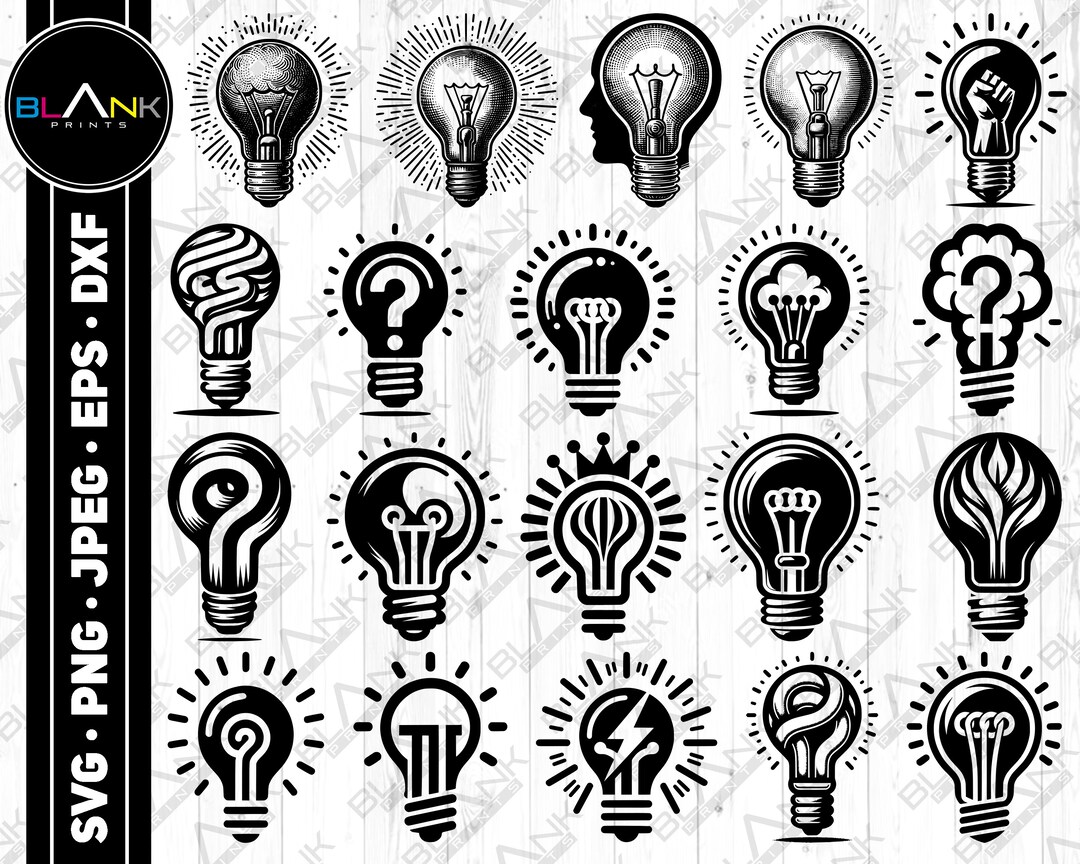 Bulb Bundle Svg Png Jpeg Eps Dxf Bundle Silhouette Clipart Cricut ...