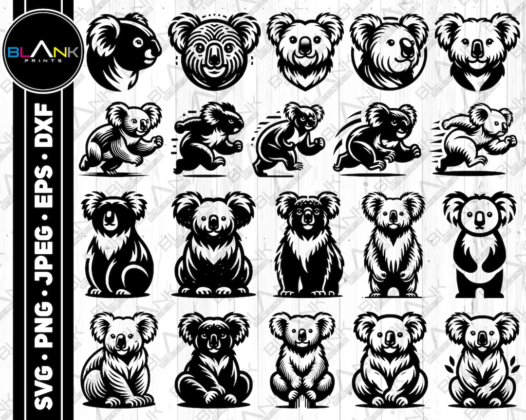 Koala Bundle Svg Png Jpeg Eps Dxf Vector Bundle Silhouette Cricut ...