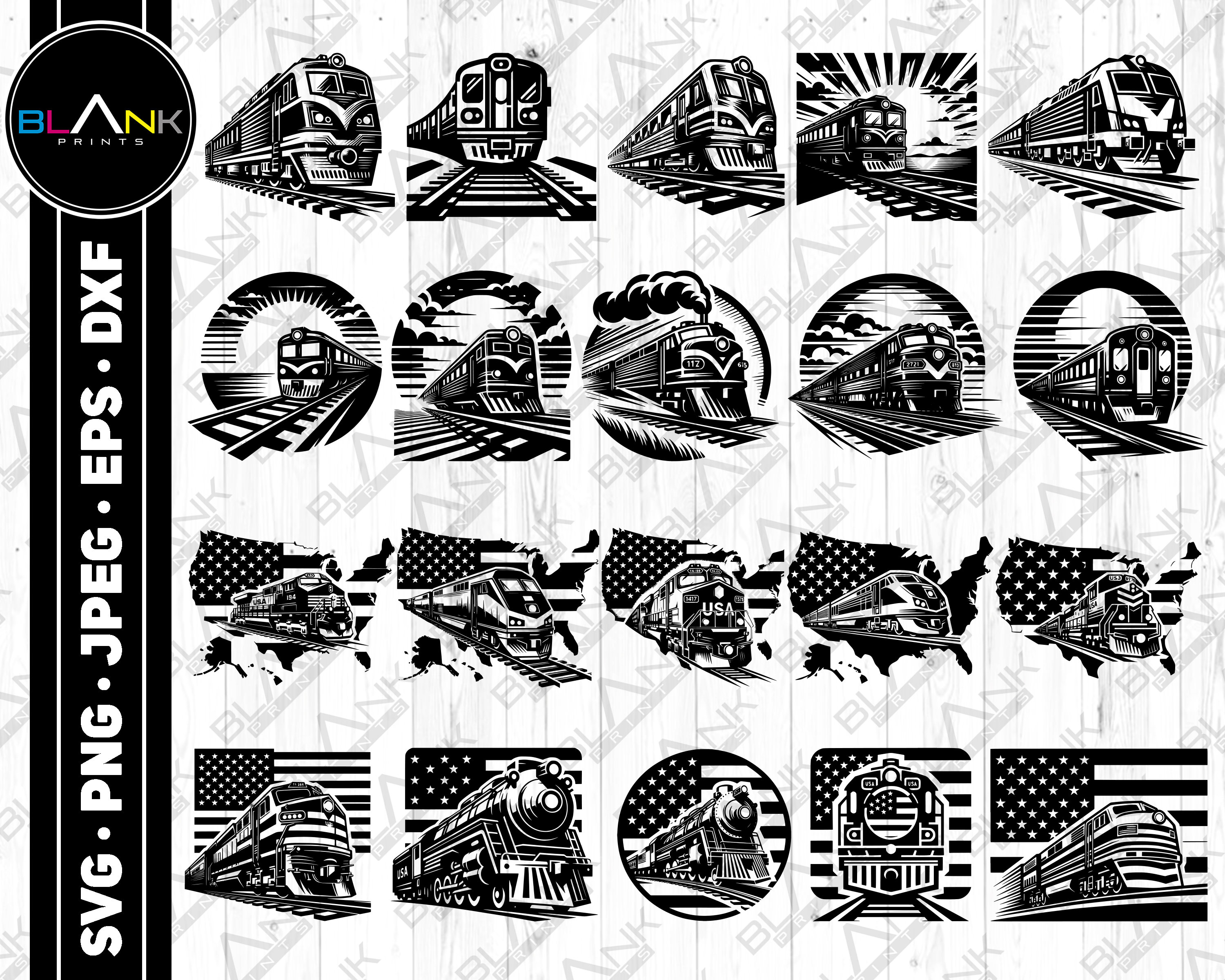 Train Bundle Svg Png Jpeg Eps Dxf Bundle Silhouette Cricut Commercial ...