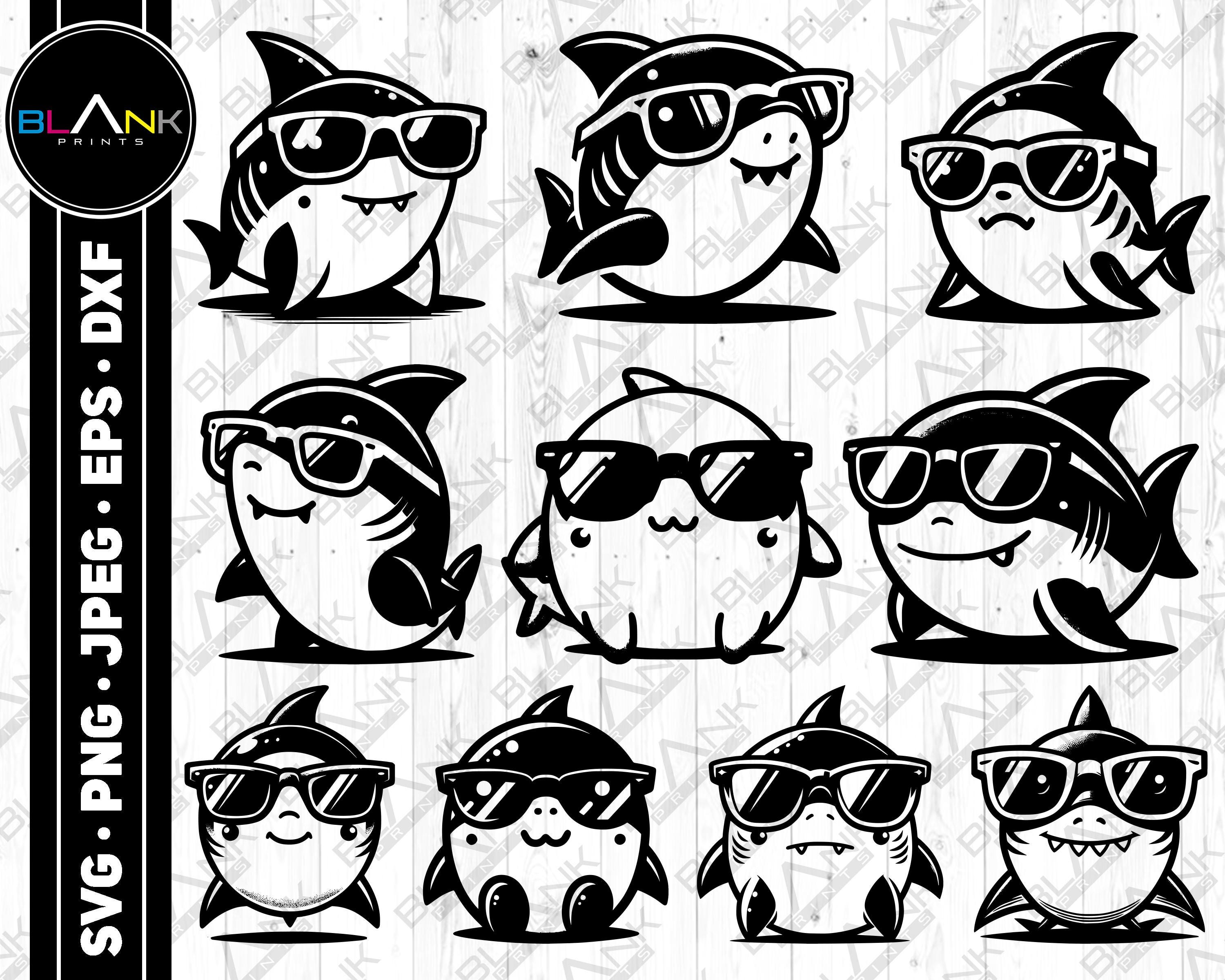 Cute Shark Bundle Svg Png Jpeg Eps Dxf Bundle Silhouette Clipart Cricut ...