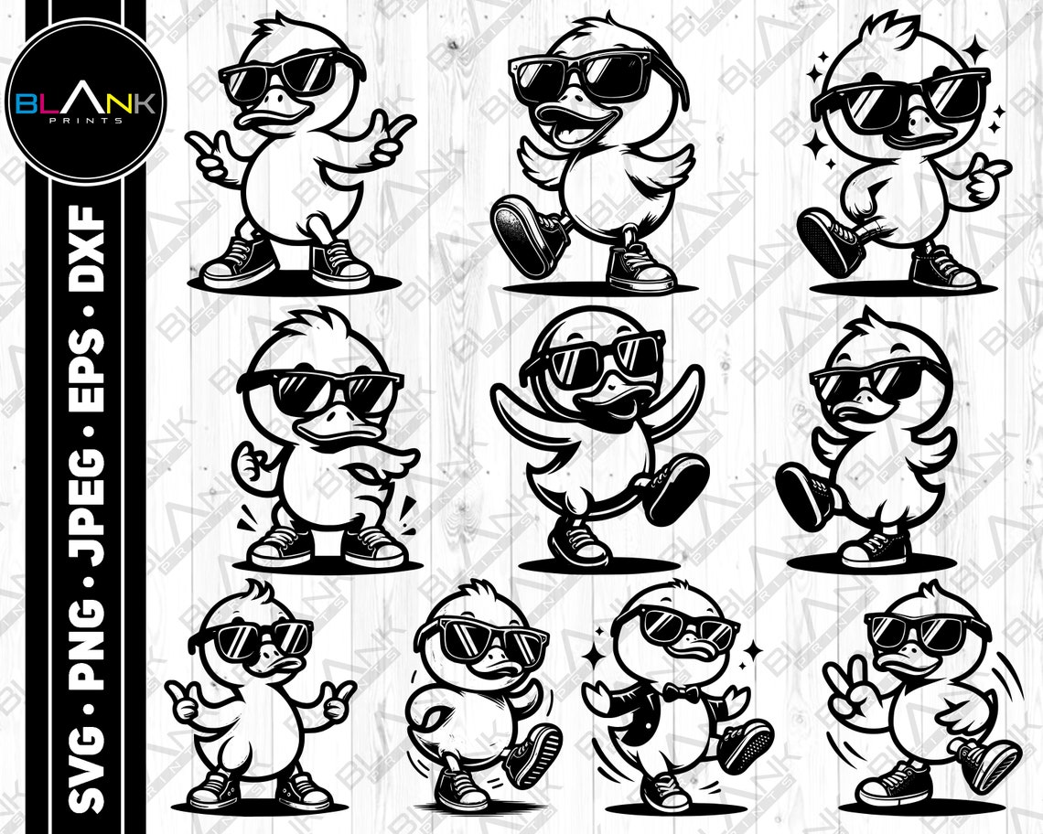 Cute Duck Dancing Bundle Svg Png Jpeg Eps Dxf Bundle Silhouette Clipart ...