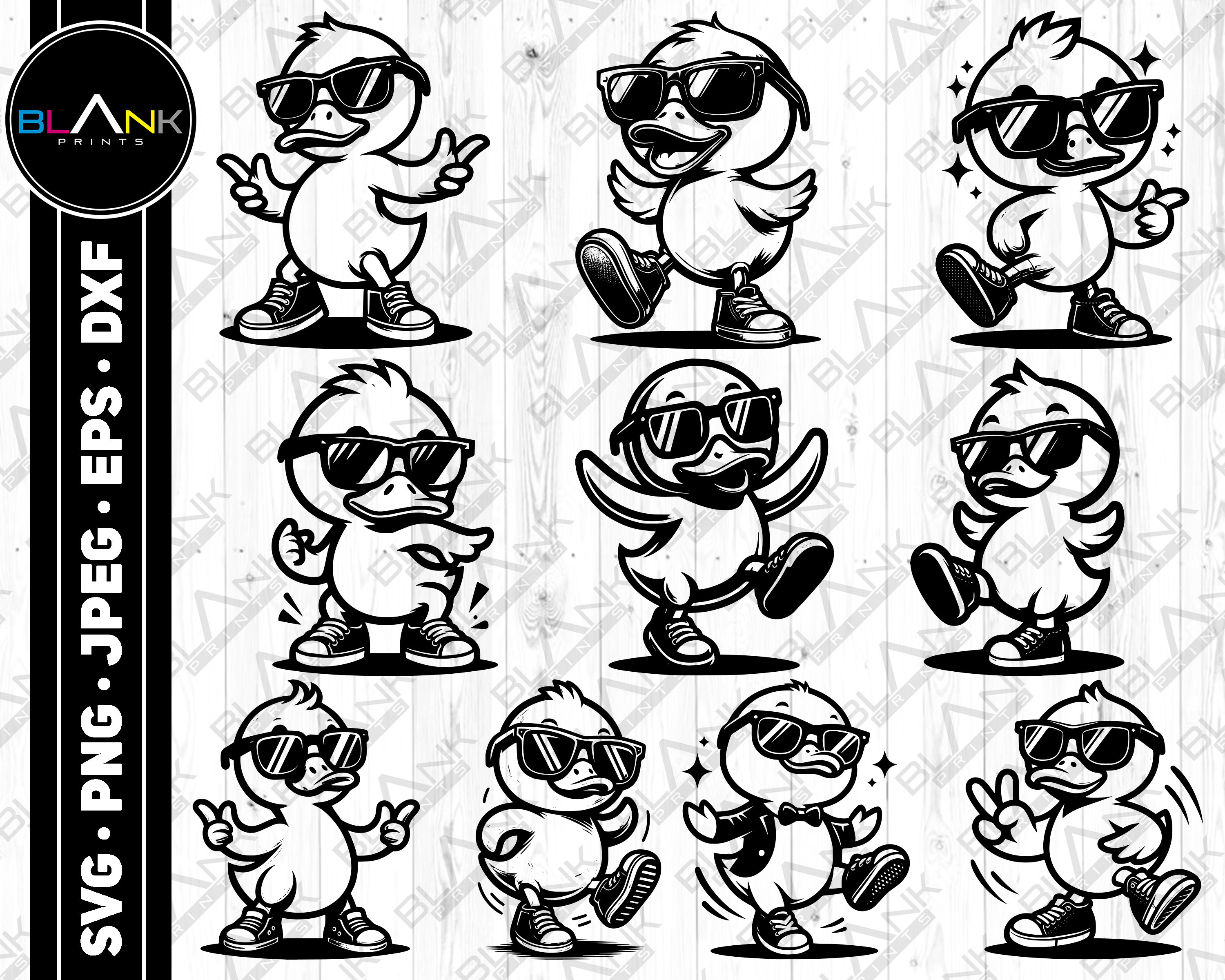 Cute Duck Dancing Bundle Svg Png Jpeg Eps Dxf Bundle Silhouette Clipart ...