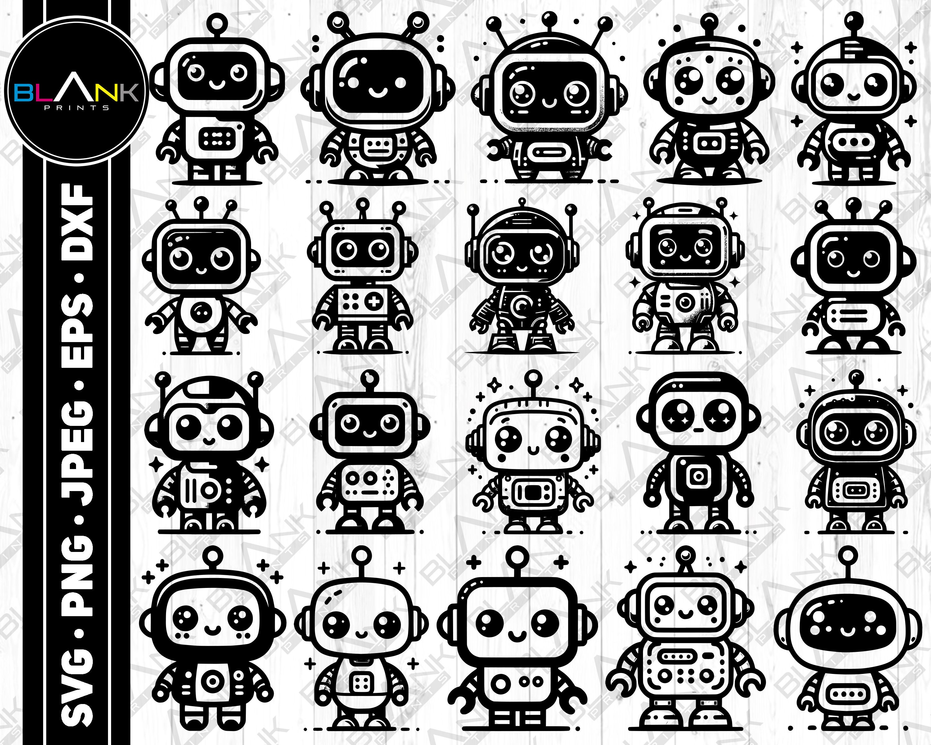Cute Robot Bundle Svg Png Jpeg Eps Dxf Bundle Silhouette Cricut Clipart ...
