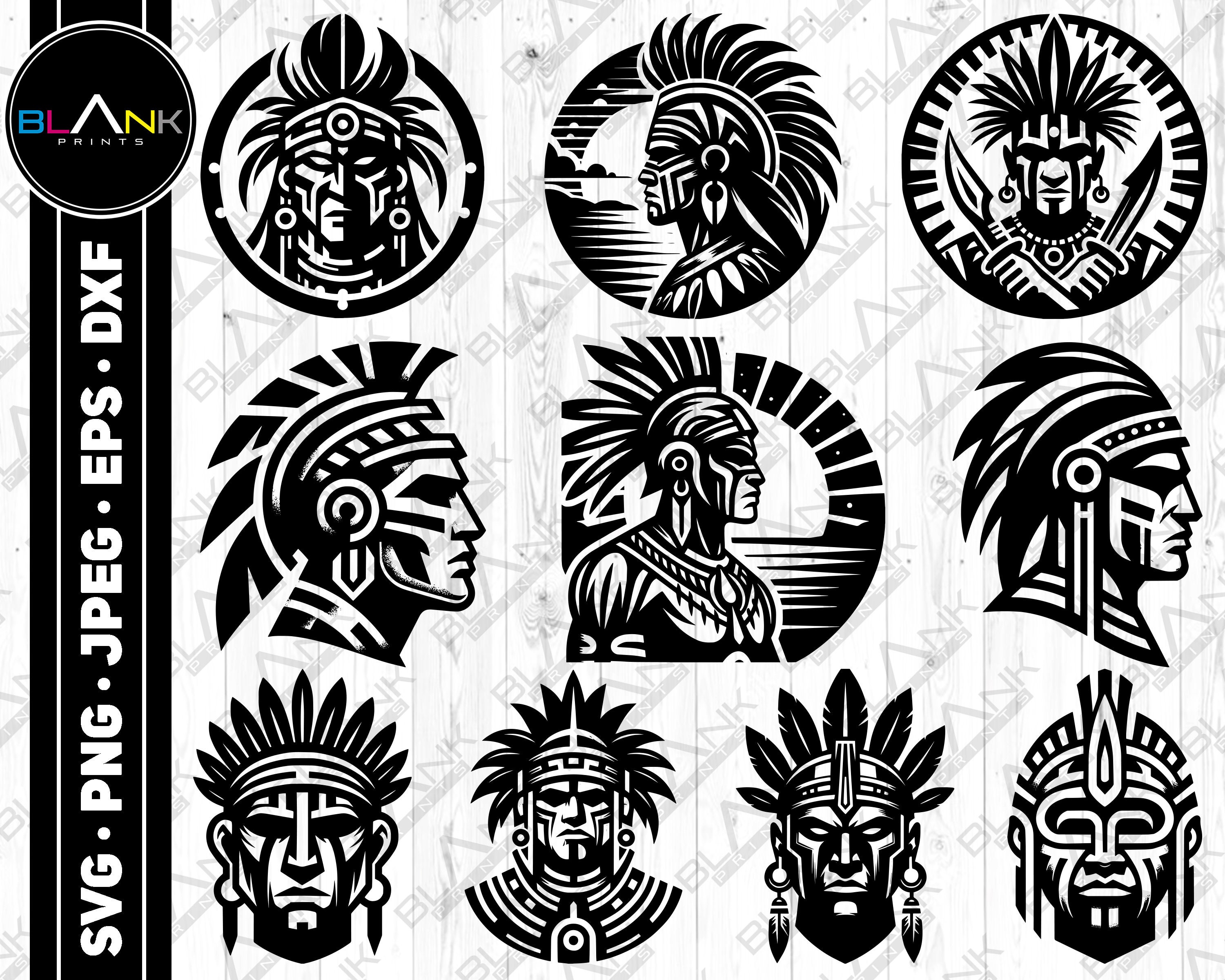 Taino Warrior Bundle Svg Png Jpeg Eps Dxf Bundle Silhouette Clipart ...