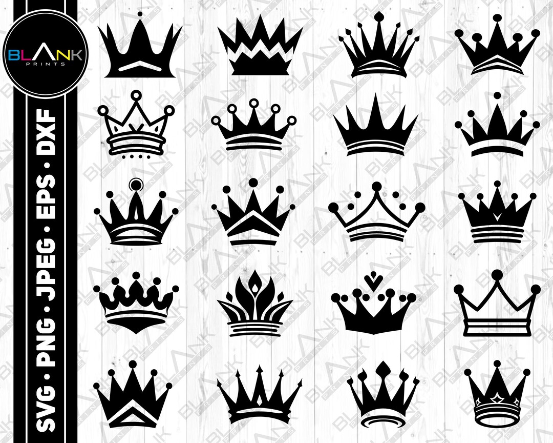 Crown Vector Bundle, King & Queen Silhouette (svg, Png, Jpg, Eps, Dxf ...