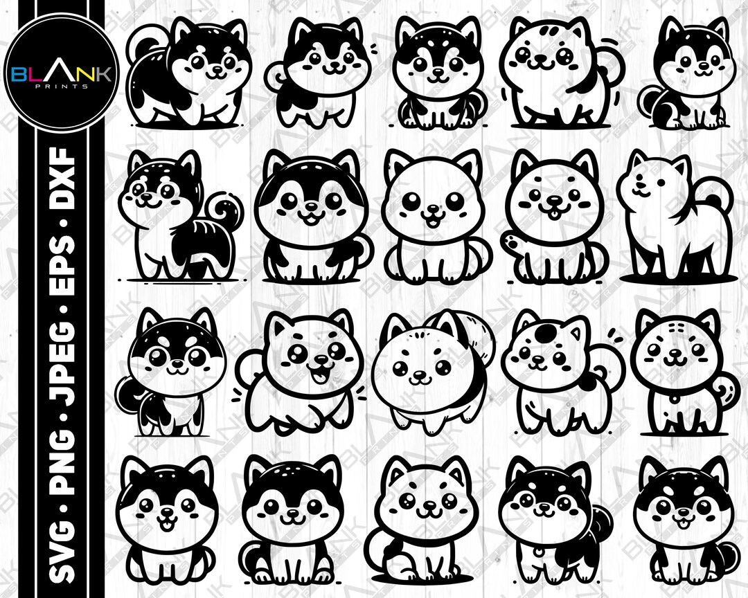 Cute Shiba Inu Bundle Svg Png Jpeg Eps Dxf Bundle Silhouette Clipart ...