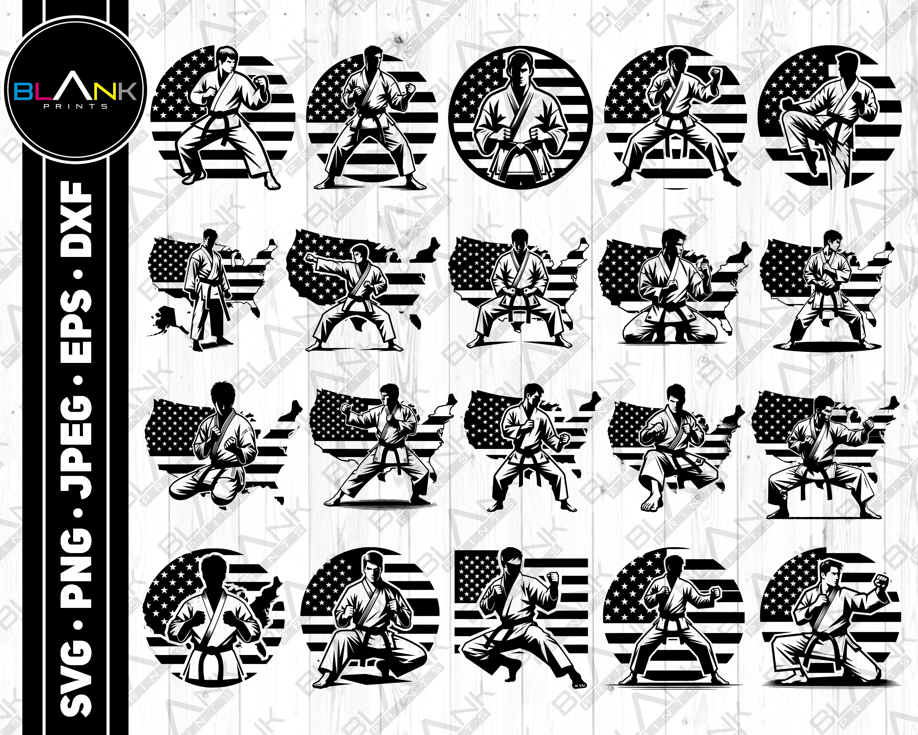 Karate Mega Bundle Svg Png Jpeg Eps Dxf Bundle Silhouette Cricut ...