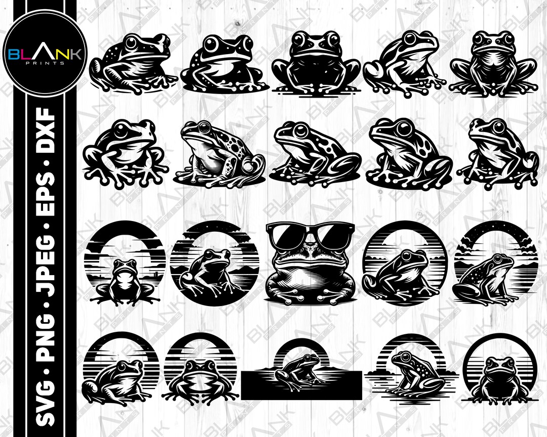 Frog Bundle Svg Png Jpeg Eps Dxf Vector Bundle Silhouette Cricut ...