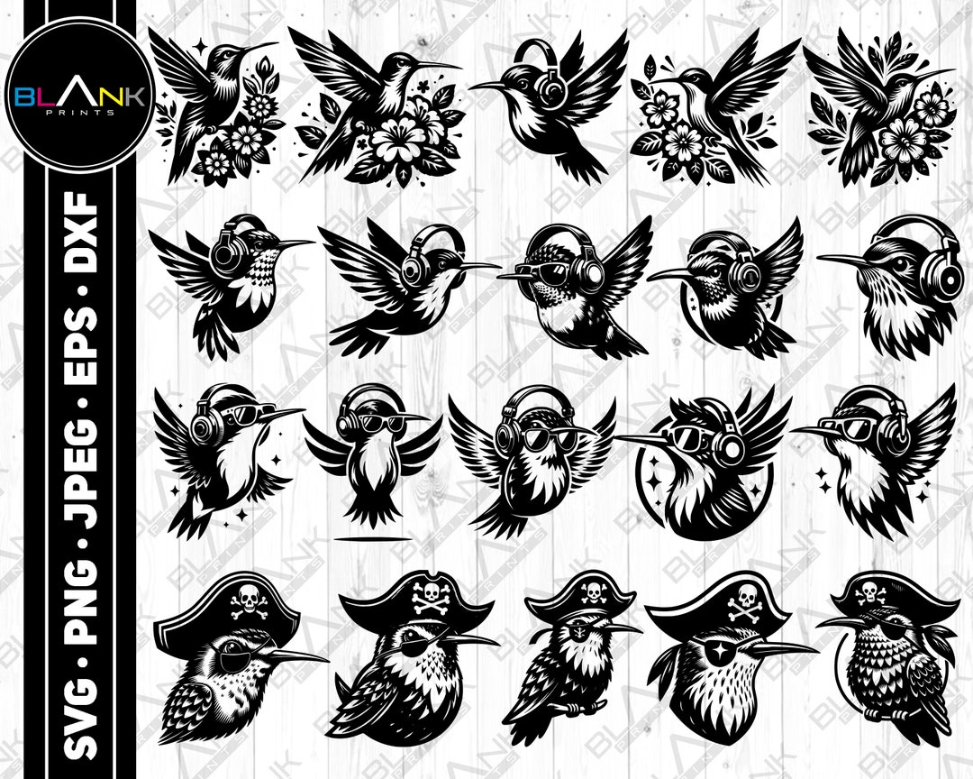 Humming Bird Svg Png Jpeg Eps Dxf Vector Bundle Silhouette Cricut ...
