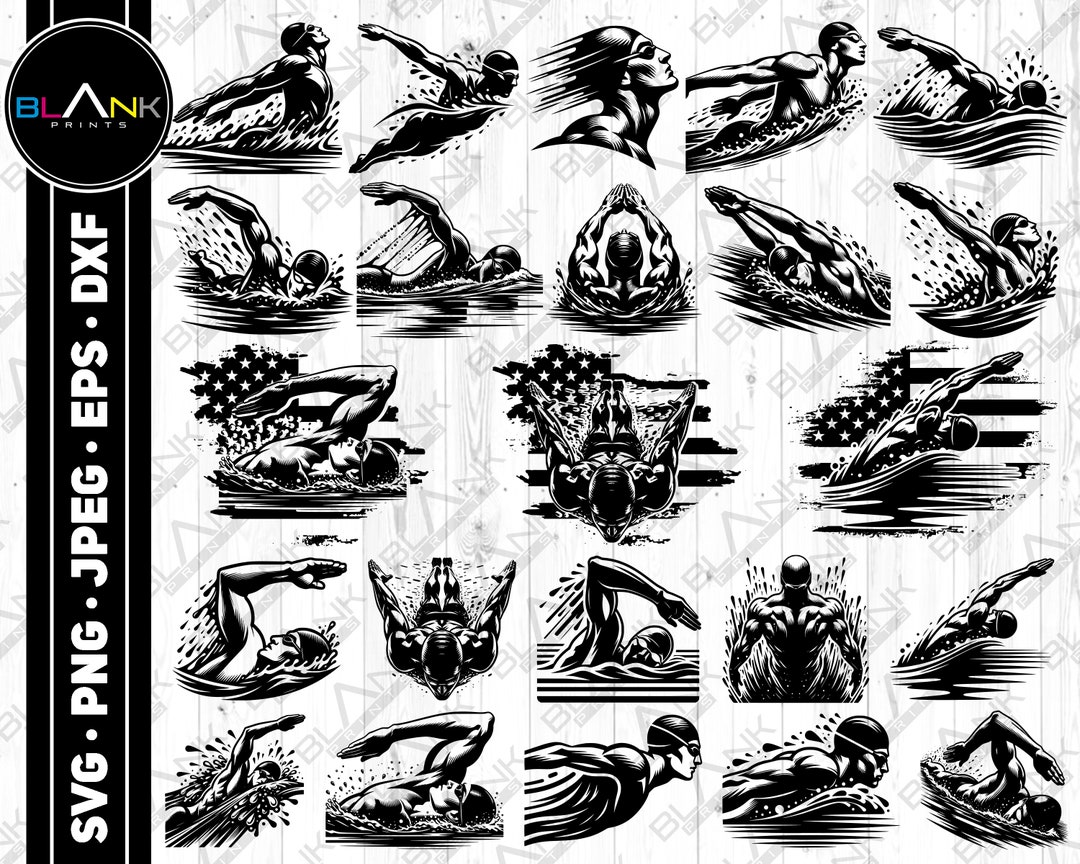 Swimming Bundle Svg Png Jpeg Eps Dxf Bundle Silhouette Clipart Cricut ...