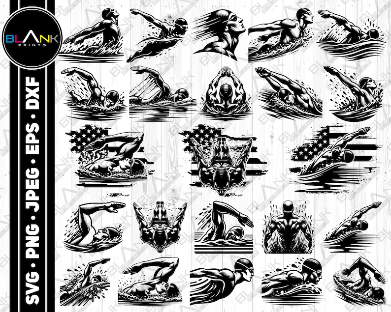 Swimming Clipart Vector Bundle (svg, Png, Jpg, Eps, Dxf) - Etsy