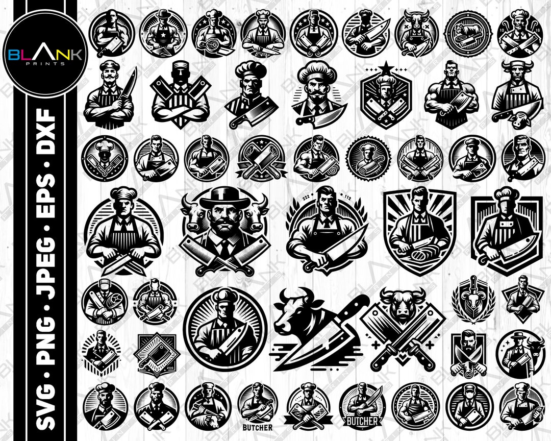 Butcher Bundle Svg Png Jpeg Eps Dxf Bundle Silhouette Clipart Cricut ...