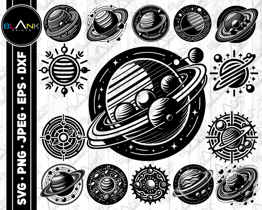 Solar System Bundle Svg Png Jpeg Eps Dxf Bundle Silhouette Cricut ...
