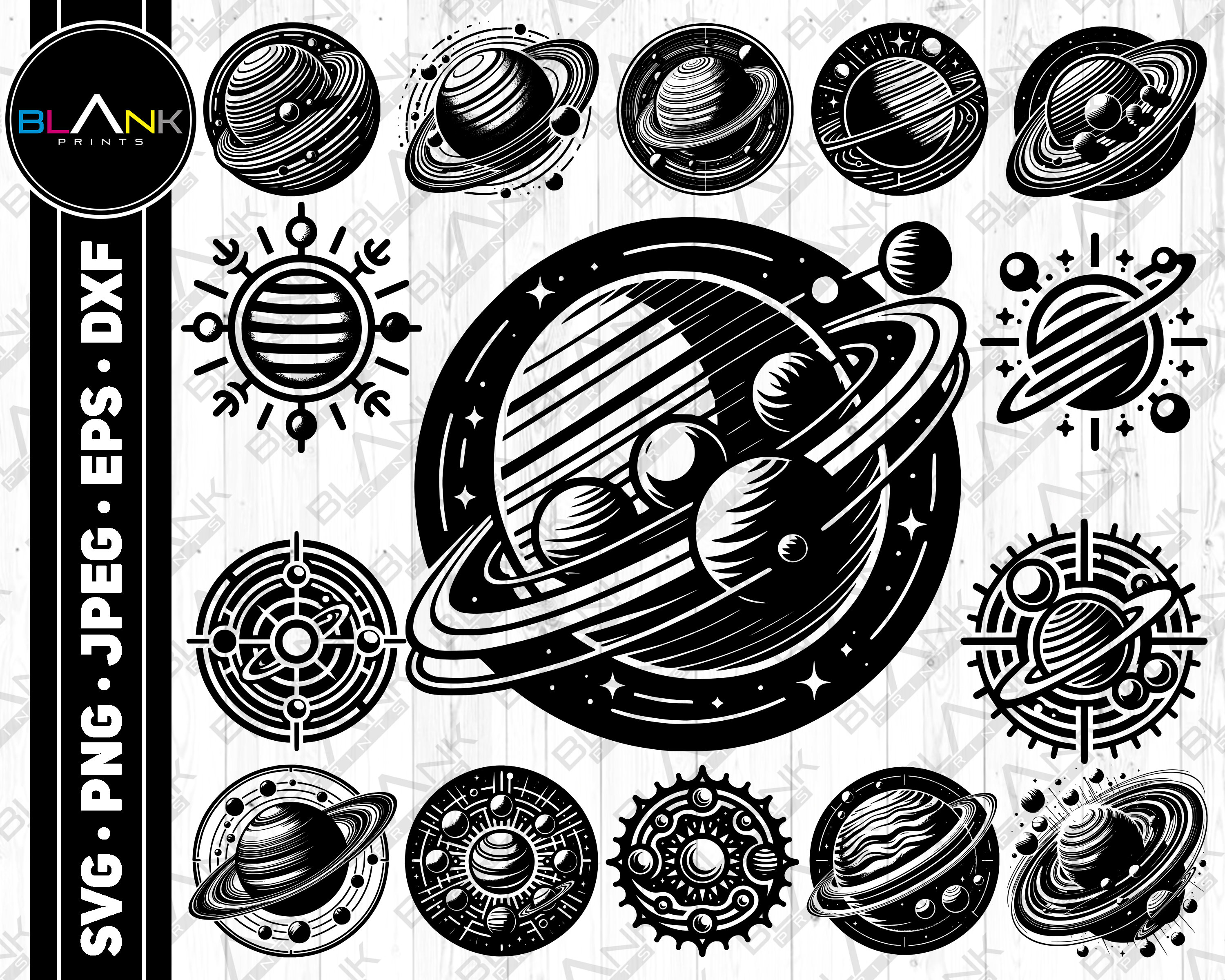 Solar System Bundle Svg Png Jpeg Eps Dxf Bundle Silhouette Cricut ...