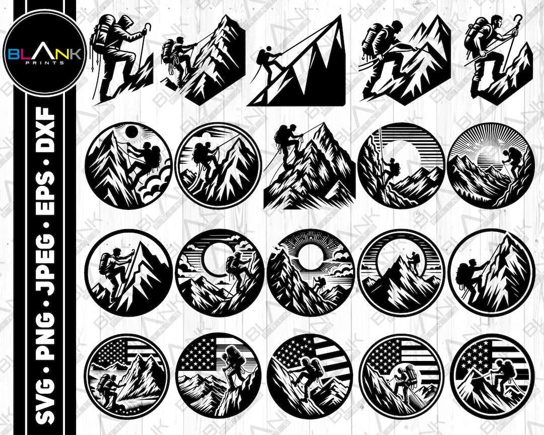 Mountain Climbing Vector Bundle SVG PNG, Extreme Sports (digital ...