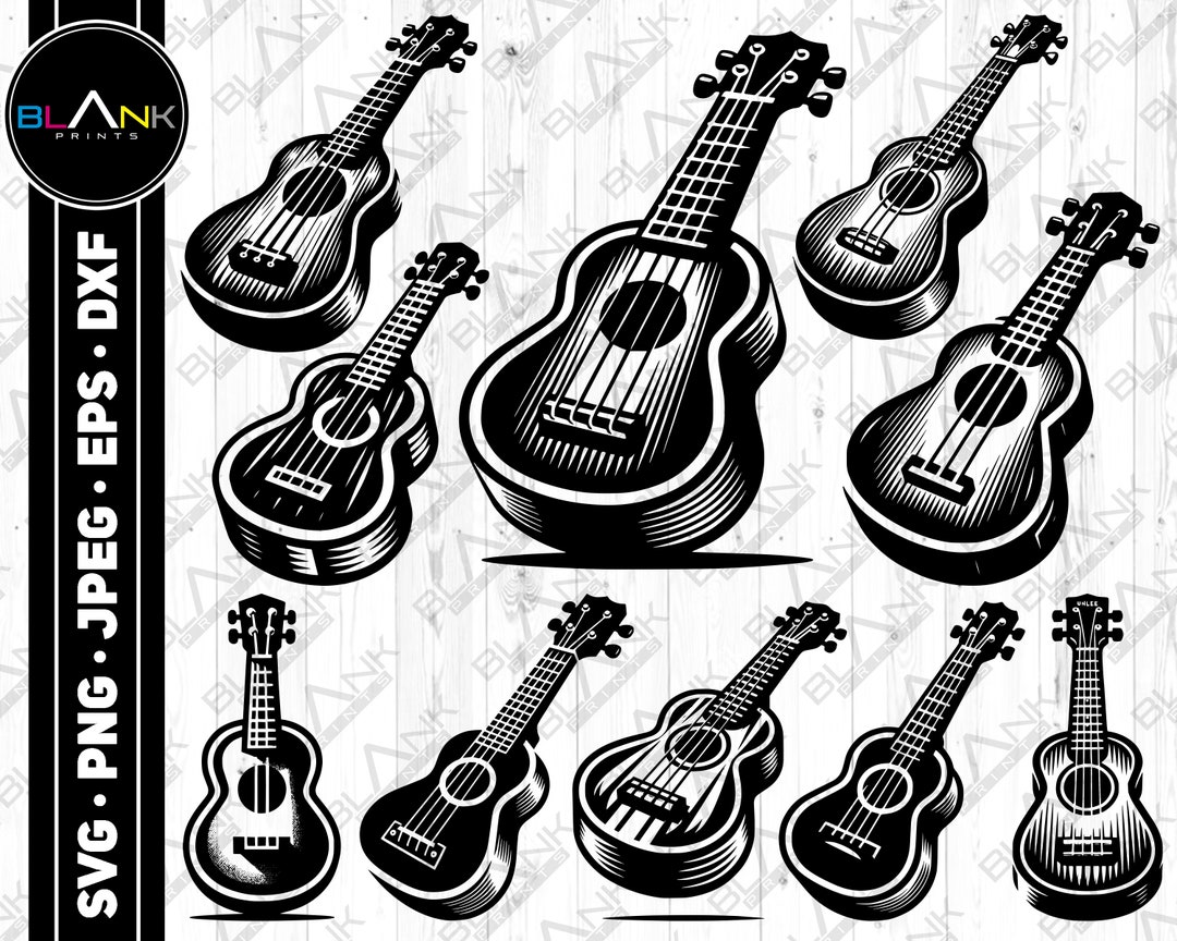 Ukulele Bundle Svg Png Jpeg Eps Dxf Bundle Silhouette Cricut Commercial ...