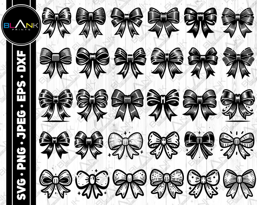 Ribbon Bow Clipart Bundle (svg, Png, Eps, Dxf), Commercial Use (digital ...