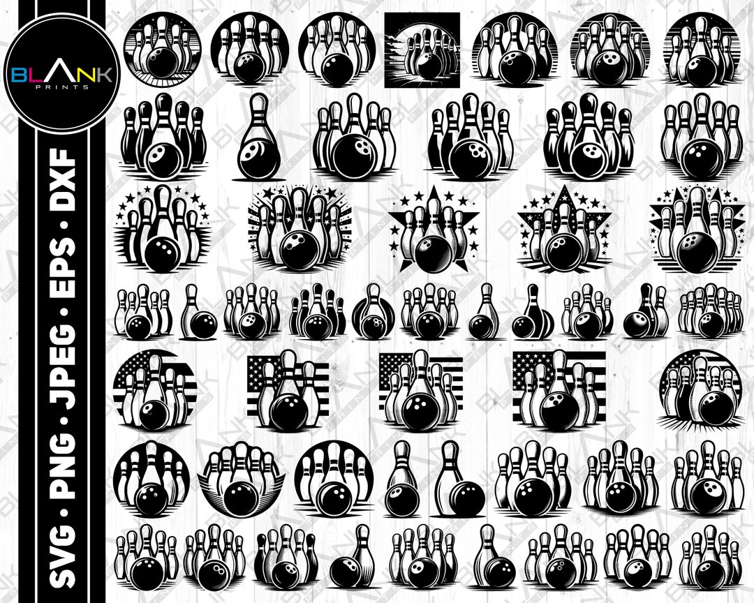 Bowling Bundle Svg Png Jpeg Eps Dxf Bundle Silhouette Clipart Cricut ...