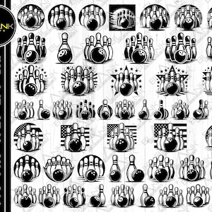 Bowling Bundle Svg Png Jpeg Eps Dxf Bundle Silhouette Clipart Cricut ...