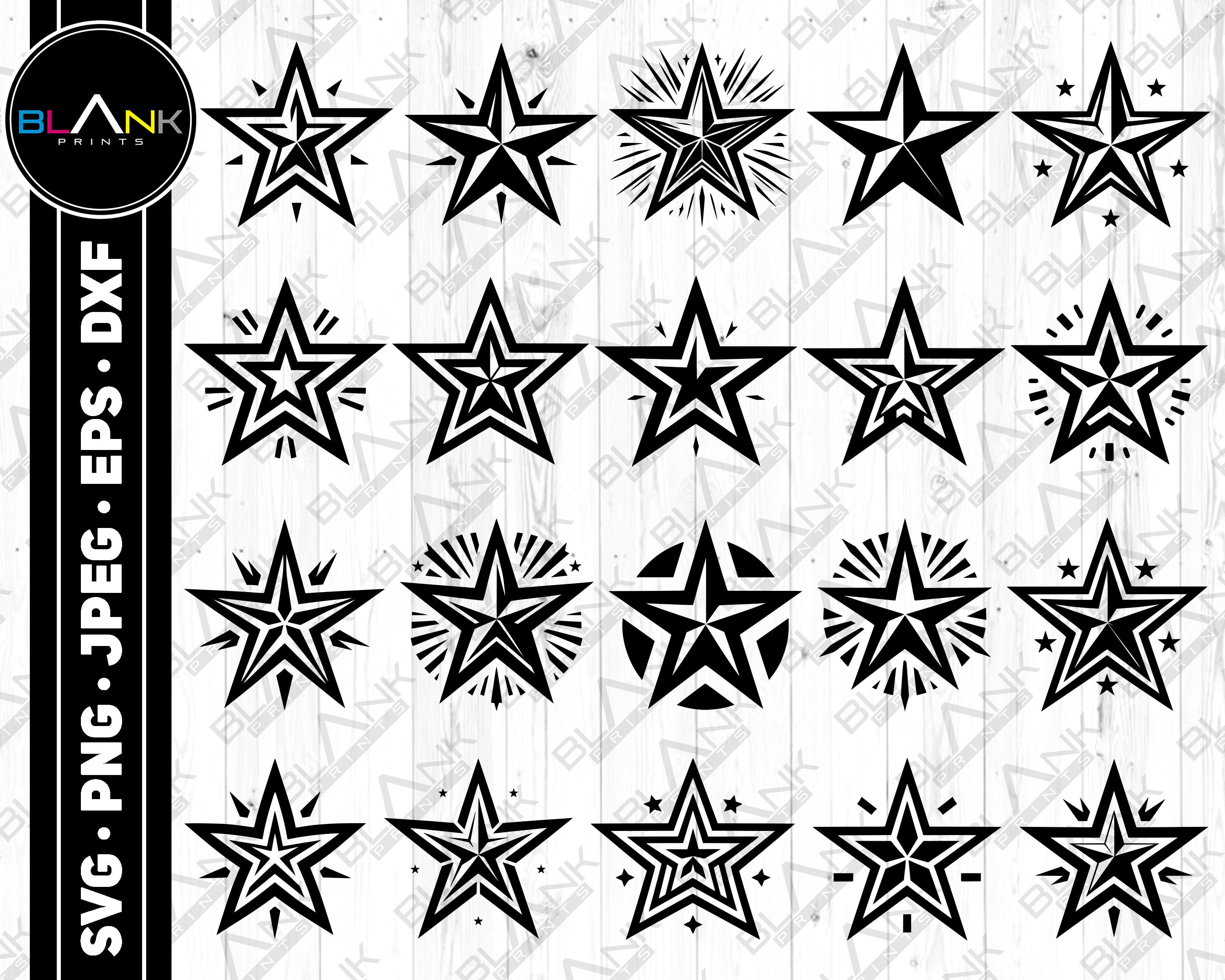 Star Bundle Svg Png Jpeg Eps Dxf Bundle Silhouette Cricut Commercial ...