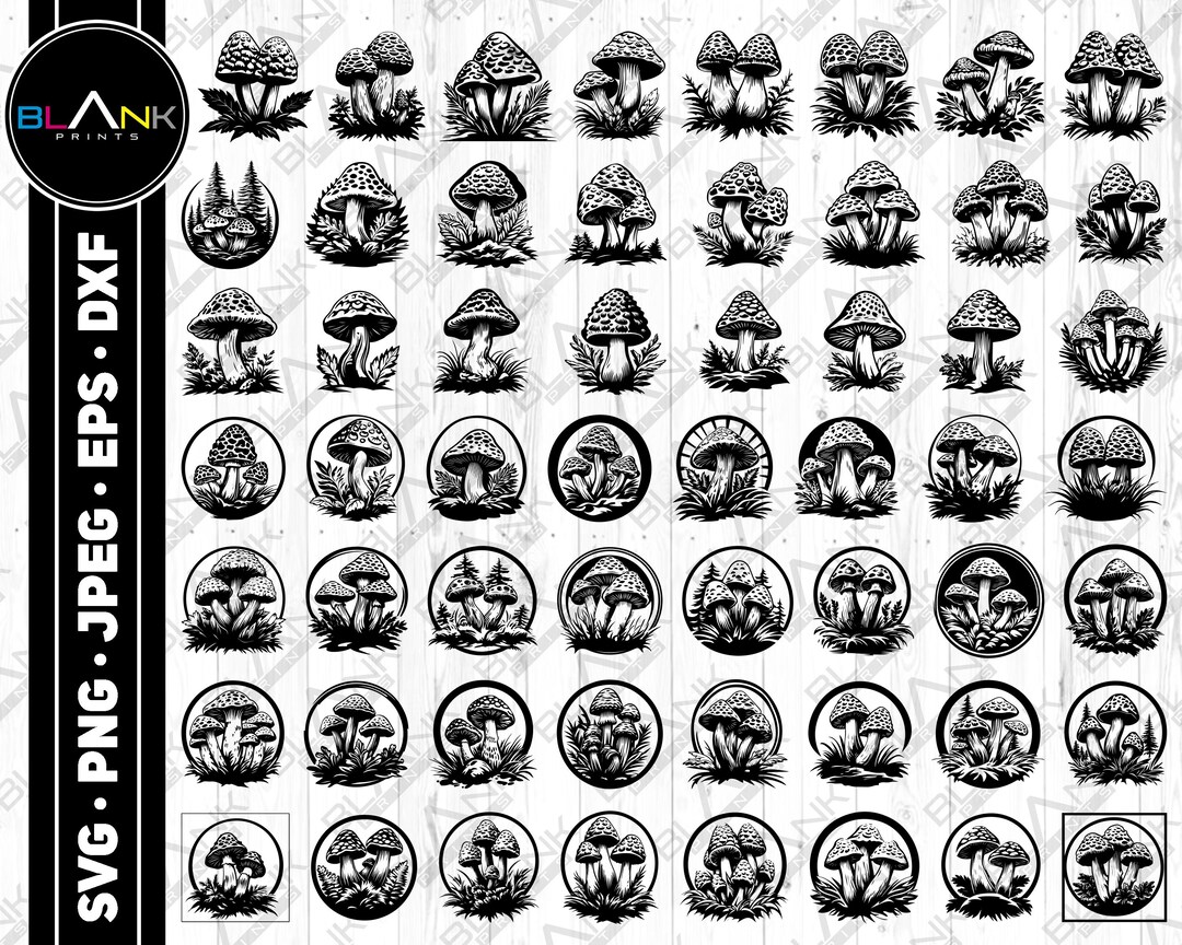 Mushroom Bundle Svg Png Jpeg Eps Dxf Bundle Silhouette Cricut ...