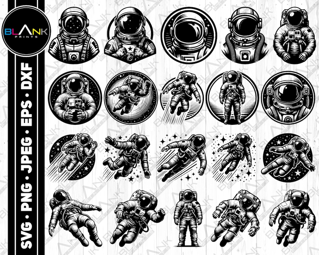 Astronaut Vector Bundle: Space (svg, Png, Jpg, Eps, Dxf) Digital ...