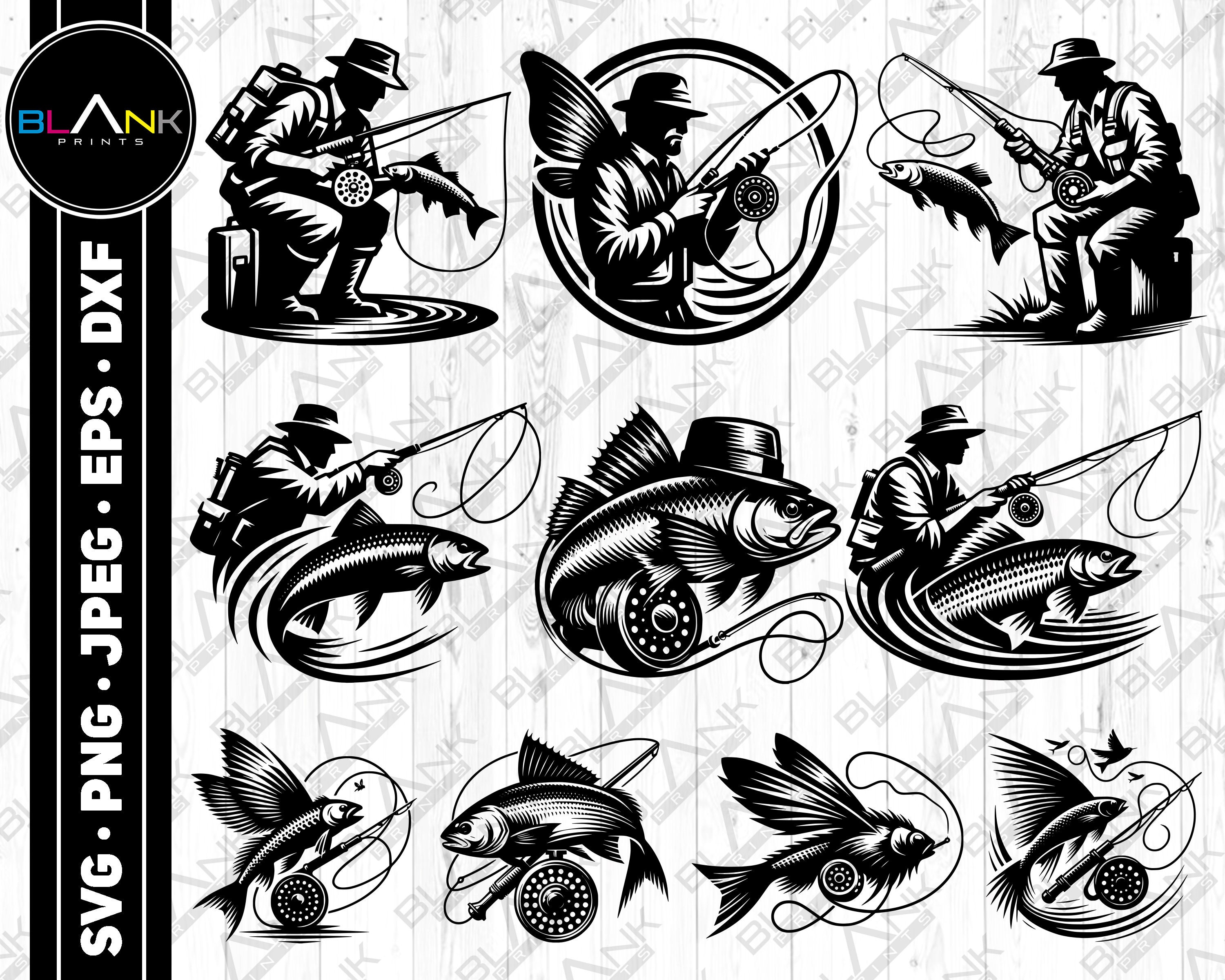 Fly Fishing Bundle Svg Png Jpeg Eps Dxf Bundle Silhouette Clipart ...