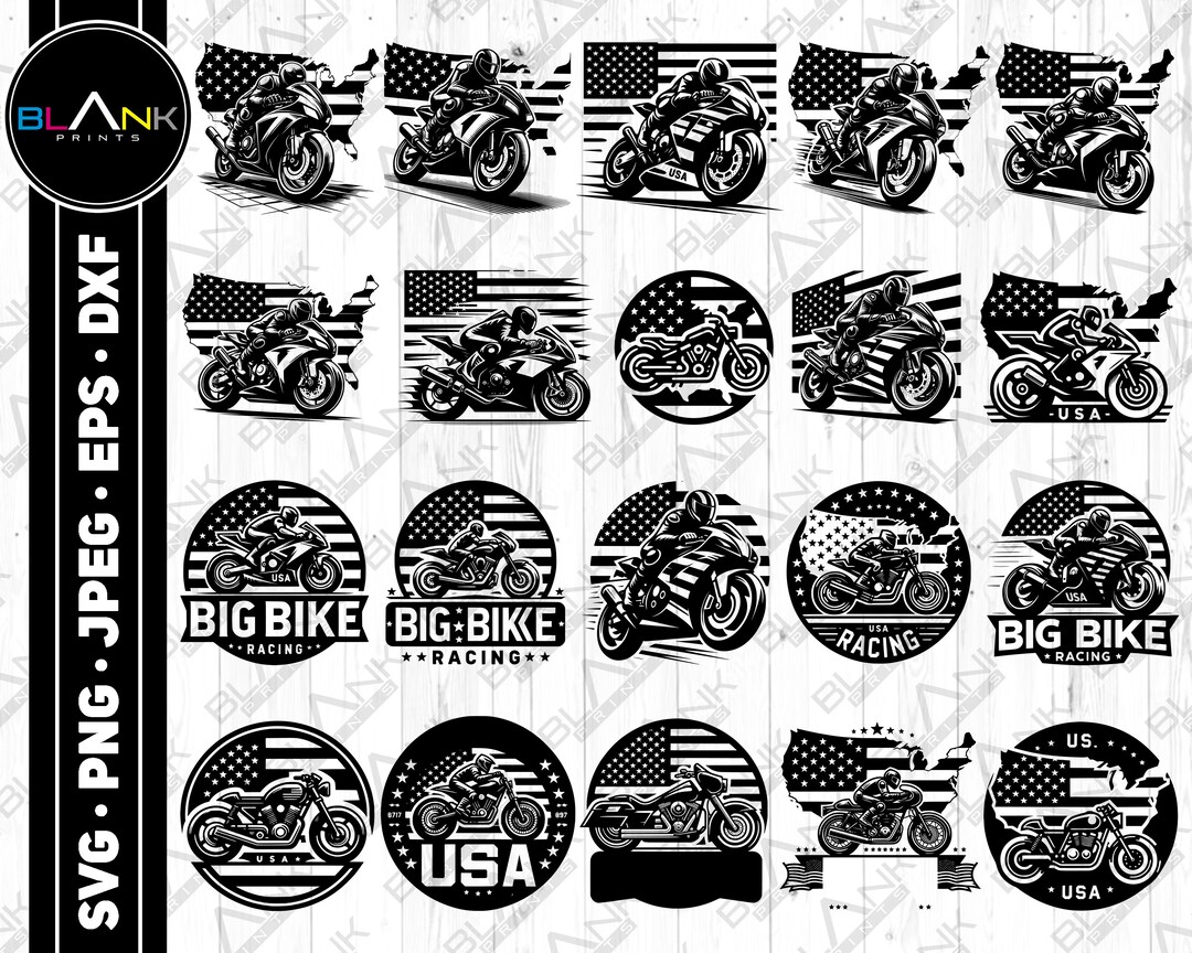Big Bike Bundle Svg Png Jpeg Eps Dxf Bundle Silhouette Clipart Cricut