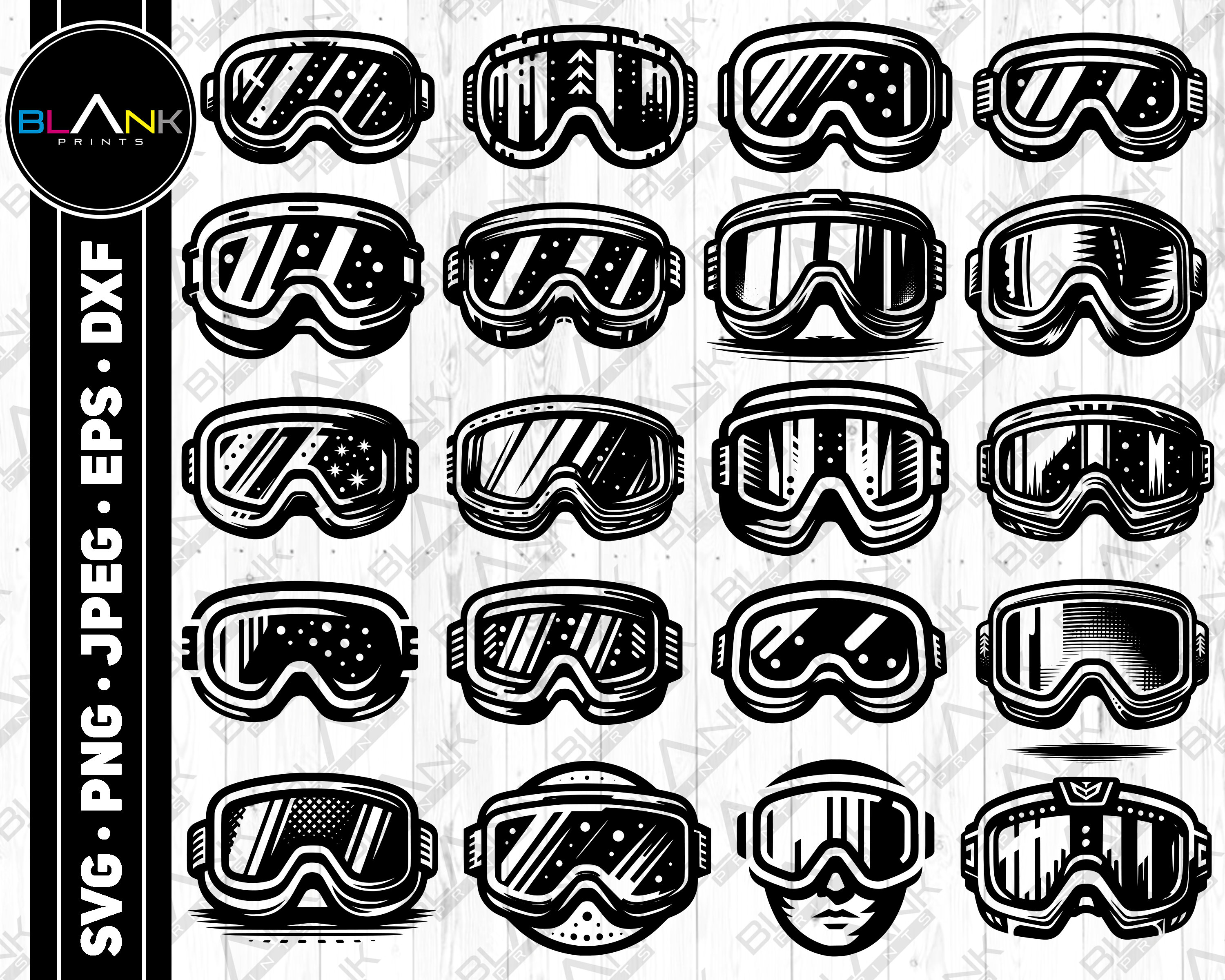 Snow Goggles Silhouettes Vector Bundle (svg, Png, Jpg, Eps, Dxf) - Etsy
