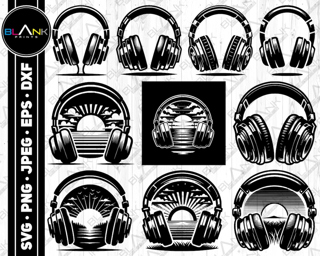 Headphones Bundle Svg Png Jpeg Eps Dxf Vector Bundle Silhouette Cricut ...