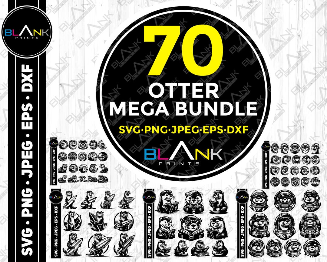 Otter Mega Bundle: 70 Designs (svg, Png, Jpeg, Eps, Dxf) Digital ...