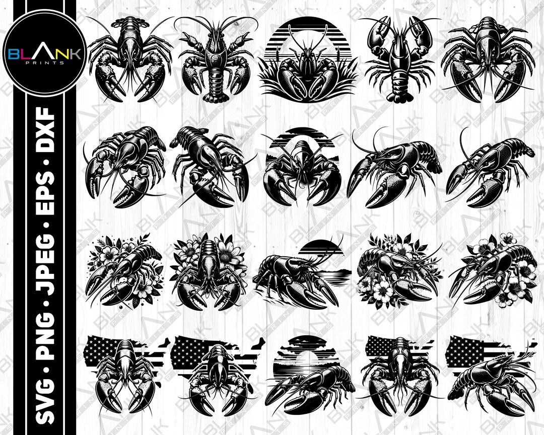 Lobster Bundle Svg Png Jpeg Eps Dxf Bundle Silhouette Clipart Cricut ...