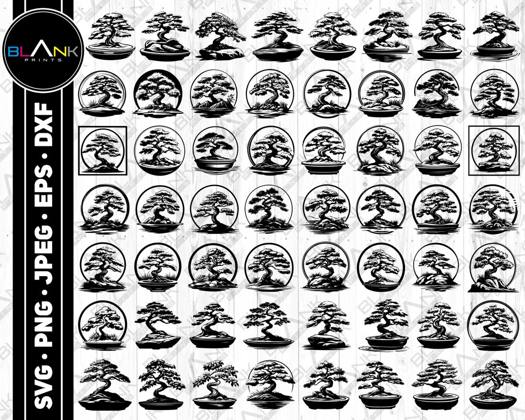 Bonsai Bundle Svg Png Jpeg Eps Dxf Bundle Silhouette Clipart Cricut ...