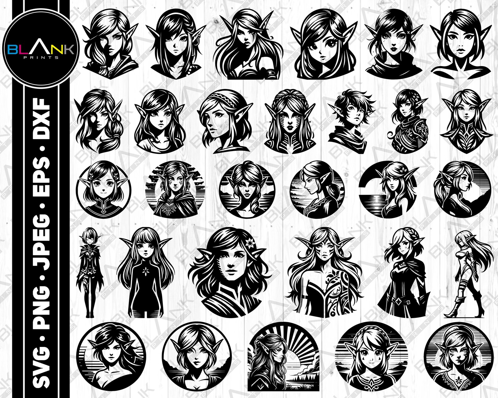 Elf Girl Bundle Svg Png Jpeg Eps Dxf Bundle Silhouette Cricut Clipart ...