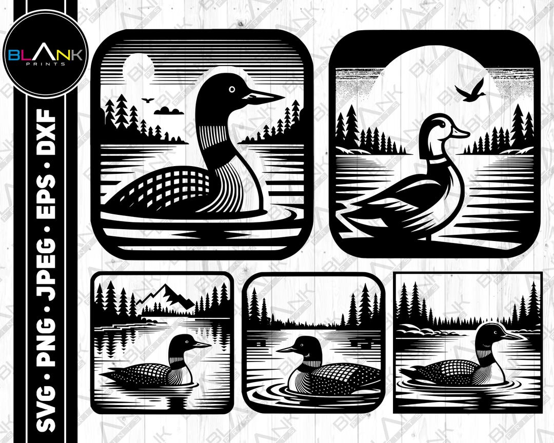 Loon Lake Bundle Svg Png Jpeg Eps Dxf Engrave Silhouette Clipart Cricut ...