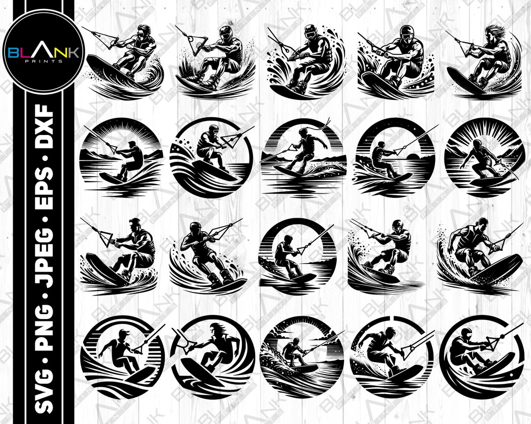 Wakeboarding SVG Bundle: Sports & Ocean Adventure Graphics (digital ...