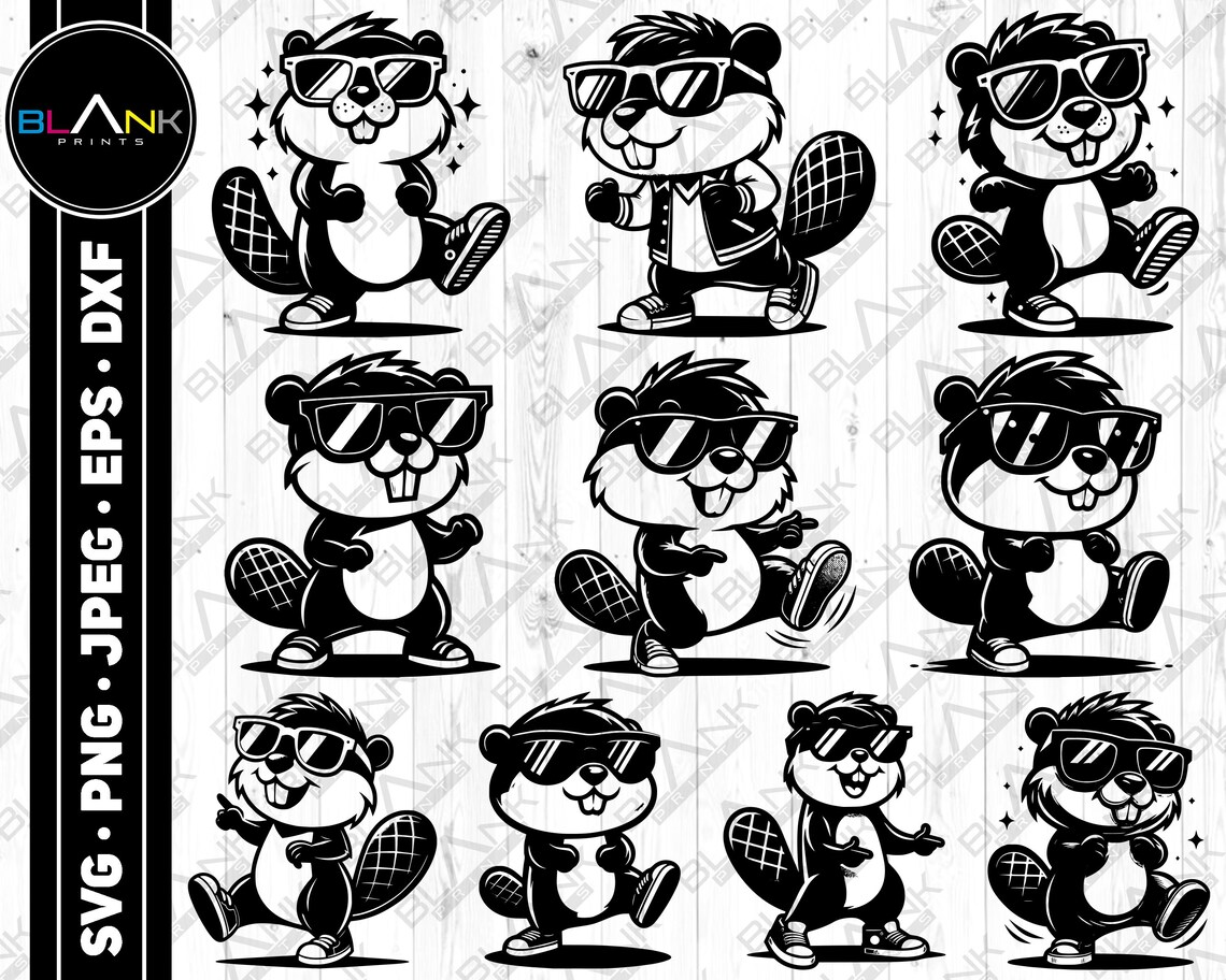 Cute Beaver Bundle Svg Png Jpg Eps Dxf Bundle Silhouette Clipart Cricut ...