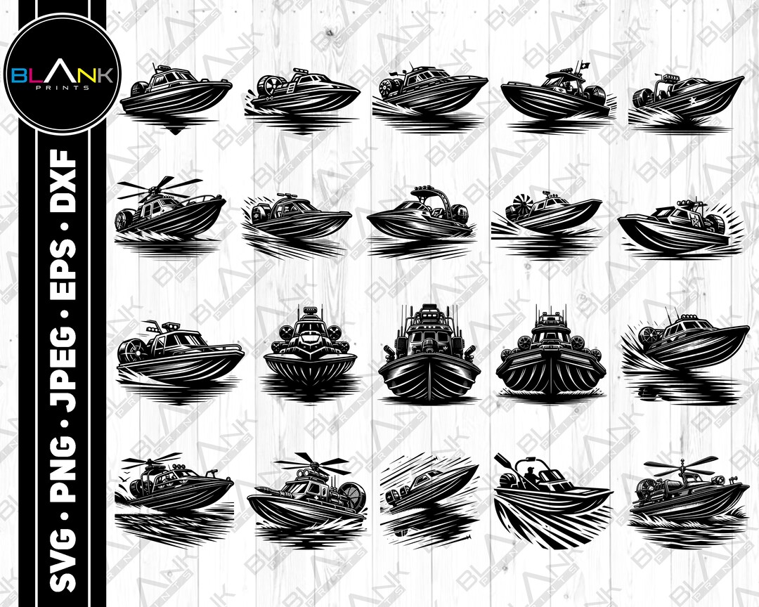 Airboat Bundle Svg Png Jpeg Eps Dxf Bundle Silhouette Clipart Cricut ...