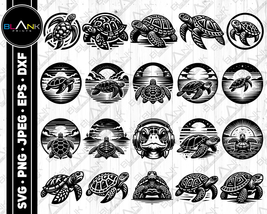 Turtle Bundle Svg Png Jpeg Eps Dxf Bundle Silhouette Cricut Commercial ...