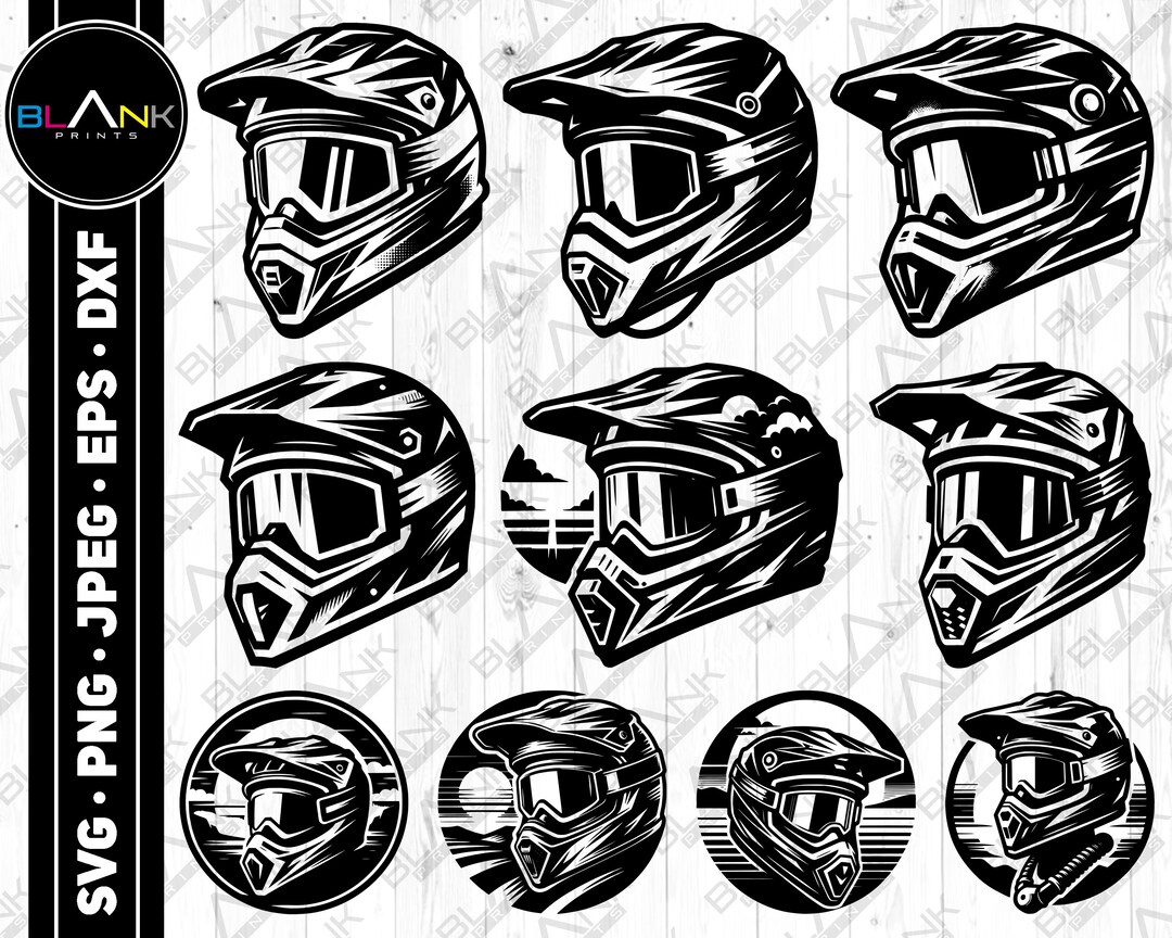 Paquete de casco de motocross svg png jpeg eps dxf vector paquete ...